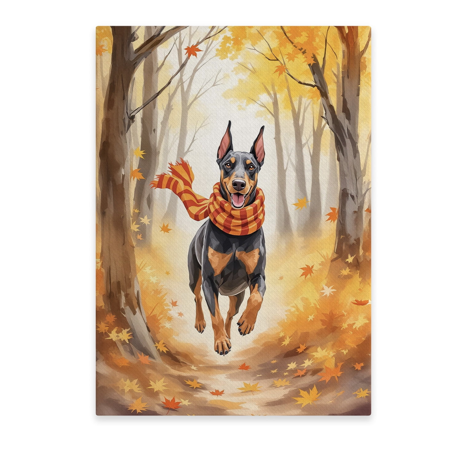 Welcome Fall Doberman Pinscher Strolling Through the Autumn Maple ...
