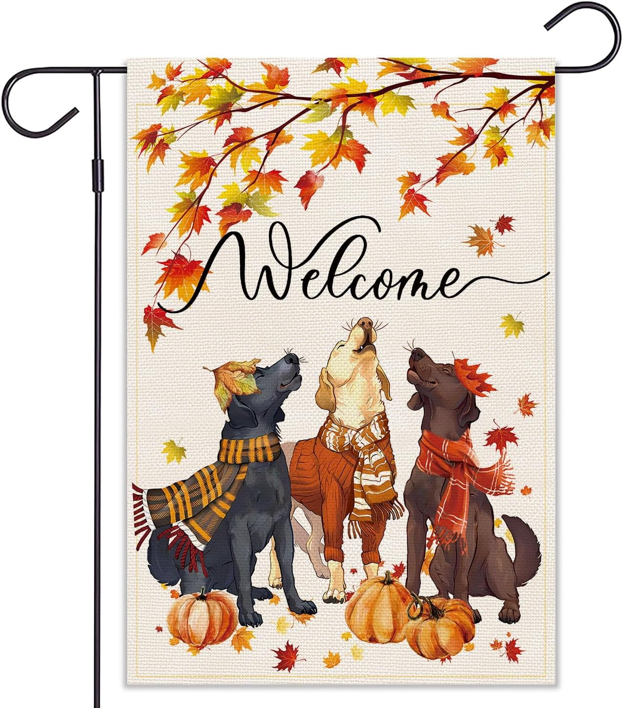 Welcome Fall Dogs Garden Flag For Outside Thanksgiving Garden Flags ...