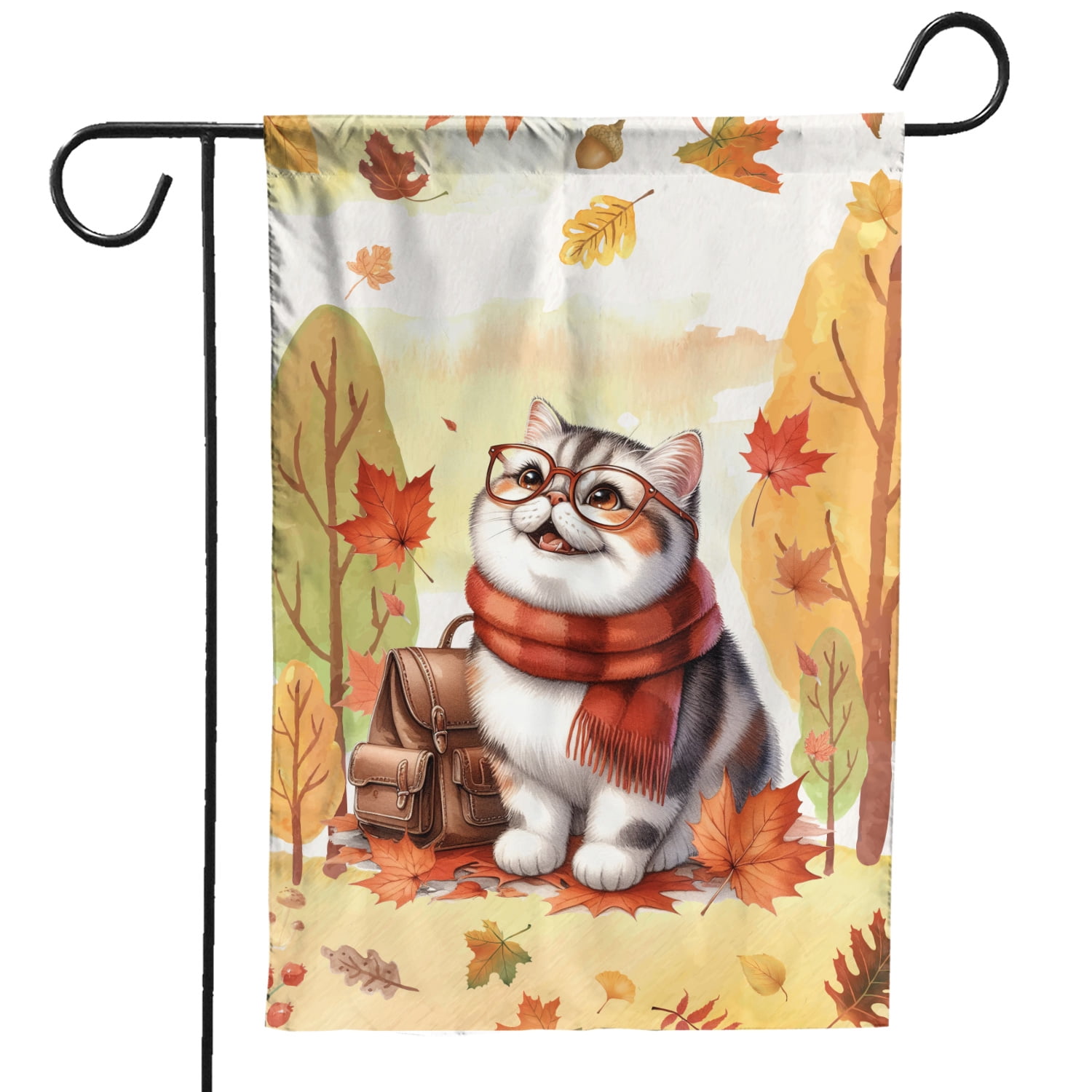Welcome Fall Exotic Shorthair Enjoys School Time Autumn Fall Leaves ...