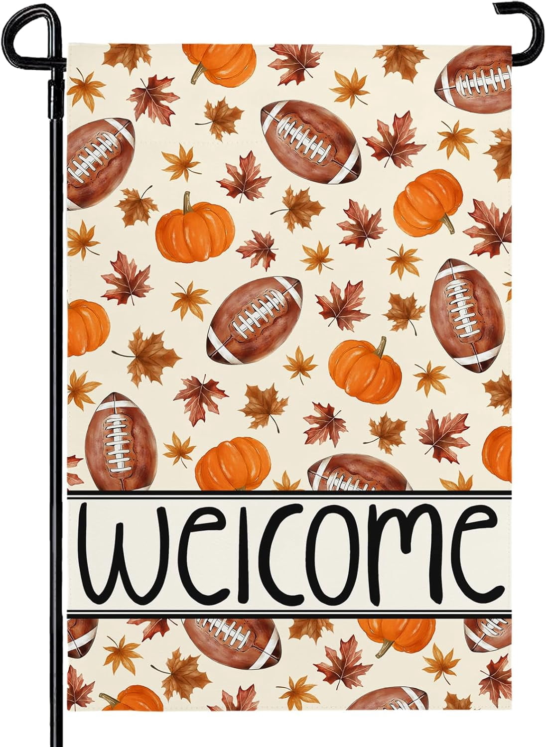 Welcome Fall Football Garden FLag 12X18 IN Double Sided Autumn maple ...