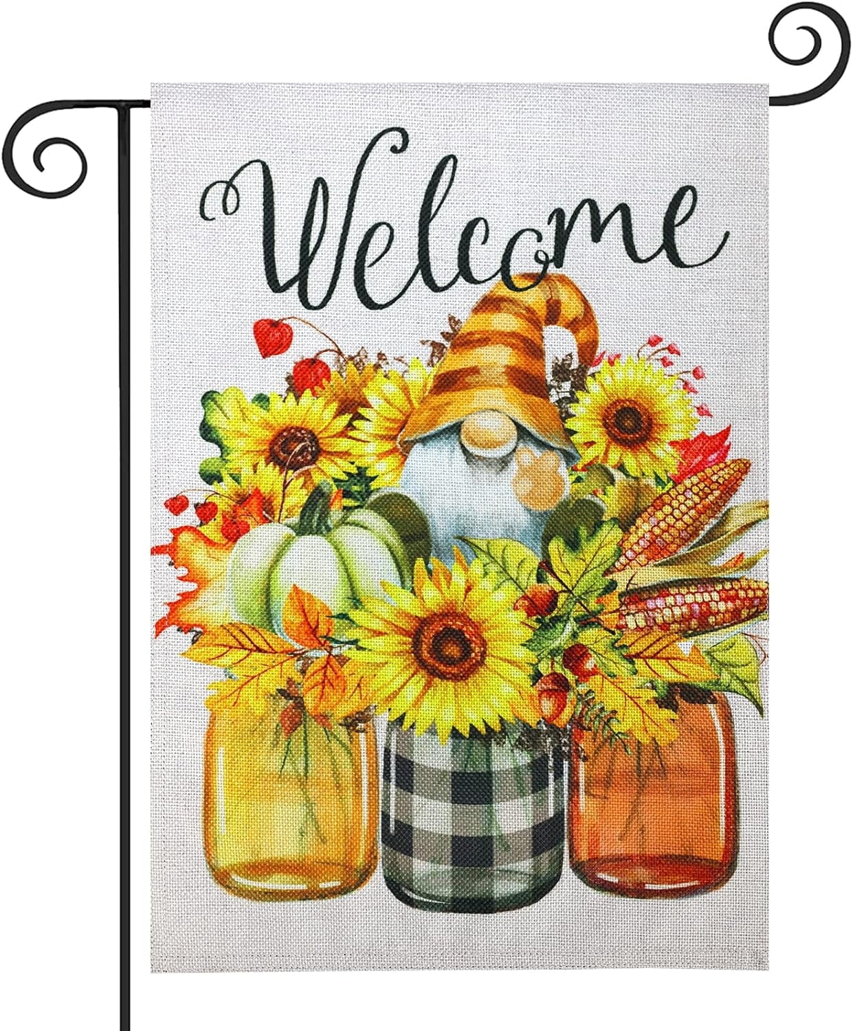 Welcome Fall Garden Flag,12.5x18 Inch Burlap Vertical Double Sided ...