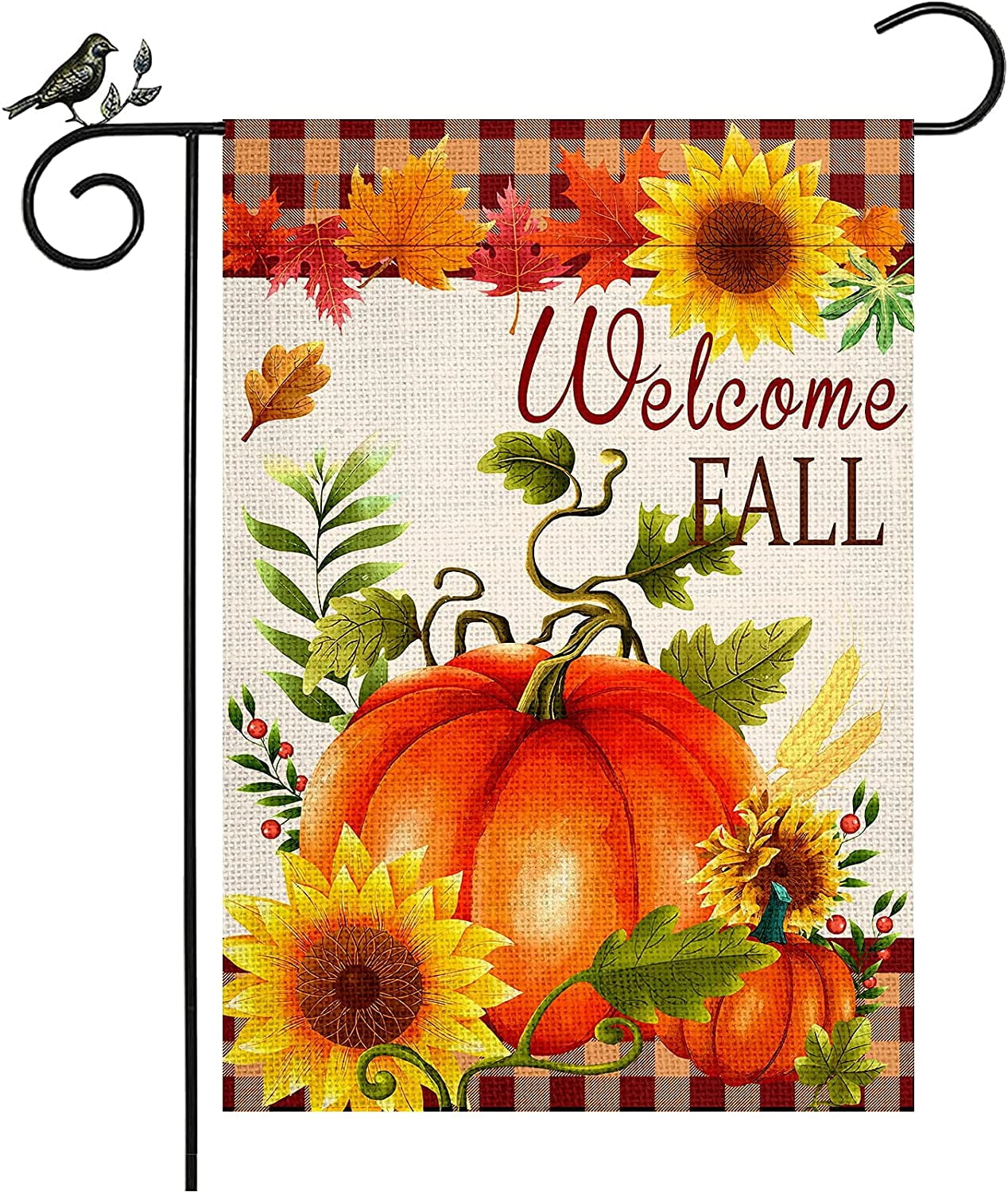 Welcome Fall Garden Flag 12 x 18 Inch Double Sided Autumn House Flag ...