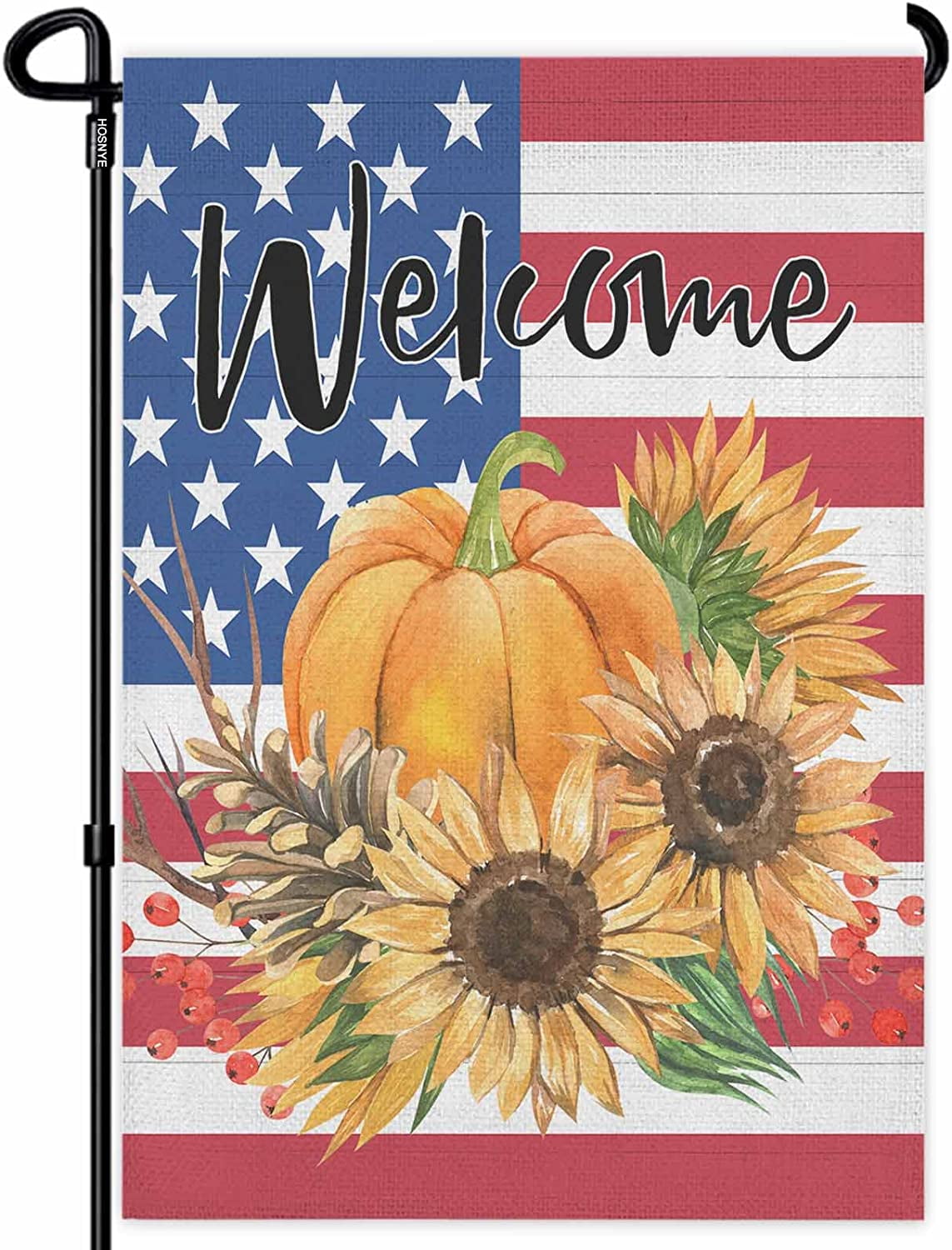 Welcome Fall Garden Flag Double Sided Yard Flags Patriotic American ...