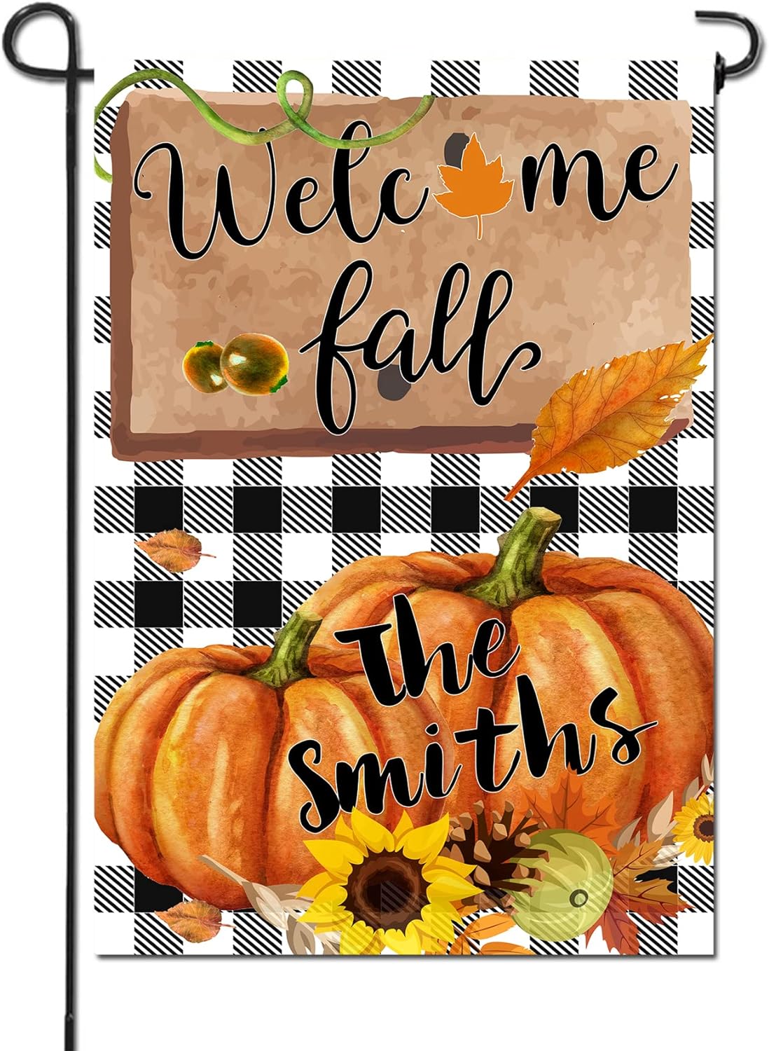 Welcome Fall Garden Flag Pumkin Flag Personalized Family Last Name Flag ...