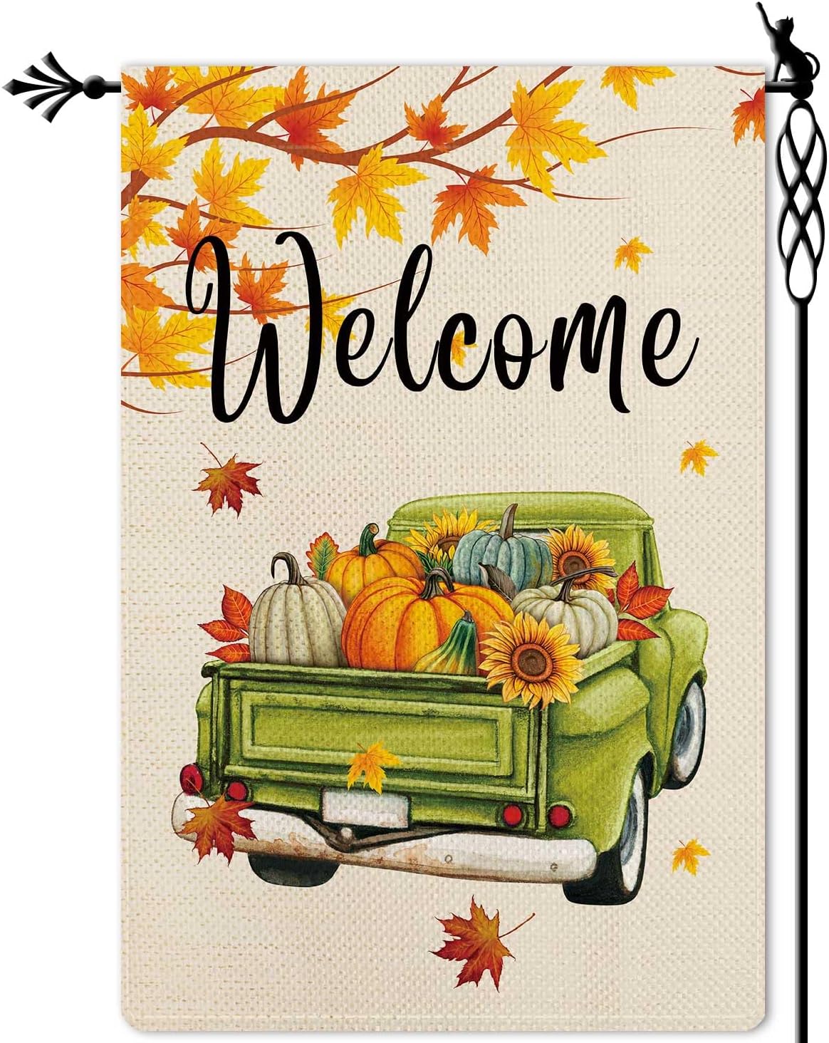 Welcome Fall Garden Flag Pumpkin Truck Garden Flag Hello Autumn ...