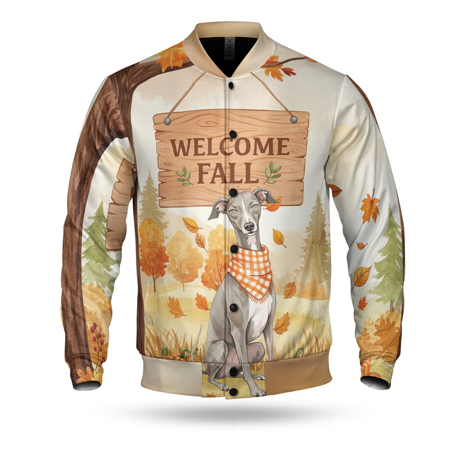 Welcome Fall Italian Greyhound Cozy Autumn Field Pumpkins Golden Leaves ...
