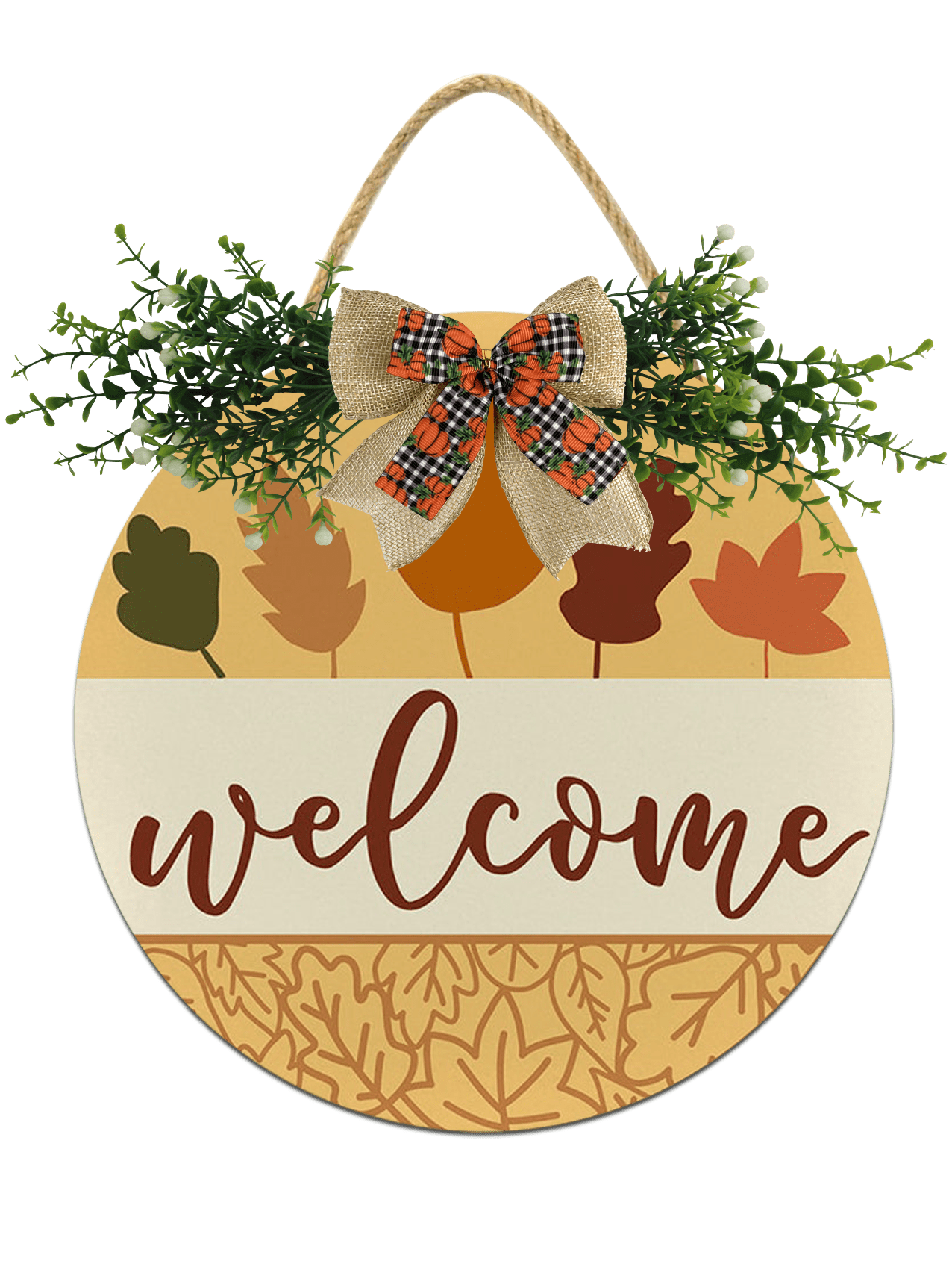 Welcome Fall Leaves Front Door Sign Funny Wreaths Hanging Wooden Plaque ...