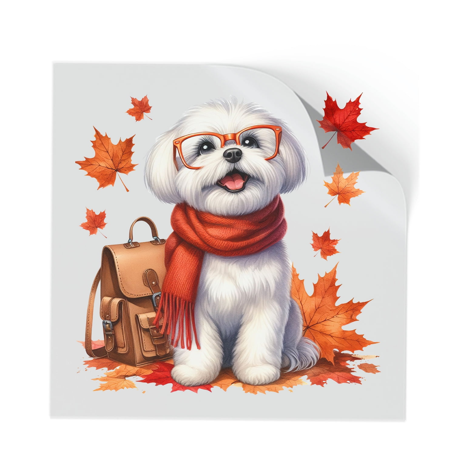 Welcome Fall Maltese Enjoys School Time Autumn Fall Leaves Cutout ...