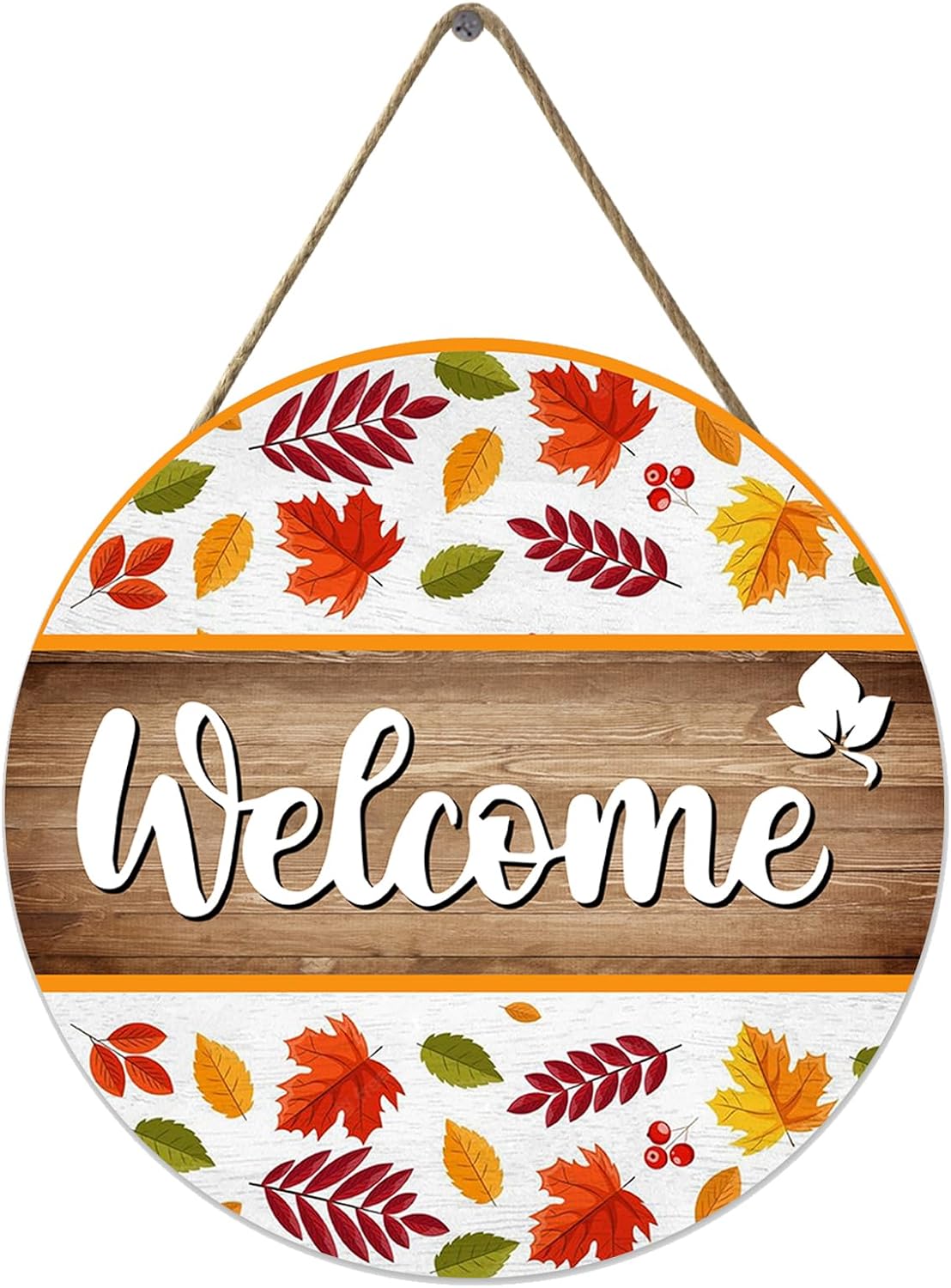 Welcome Fall Maple Leaves Sign Round Wood Sign For Front Door Vintage ...
