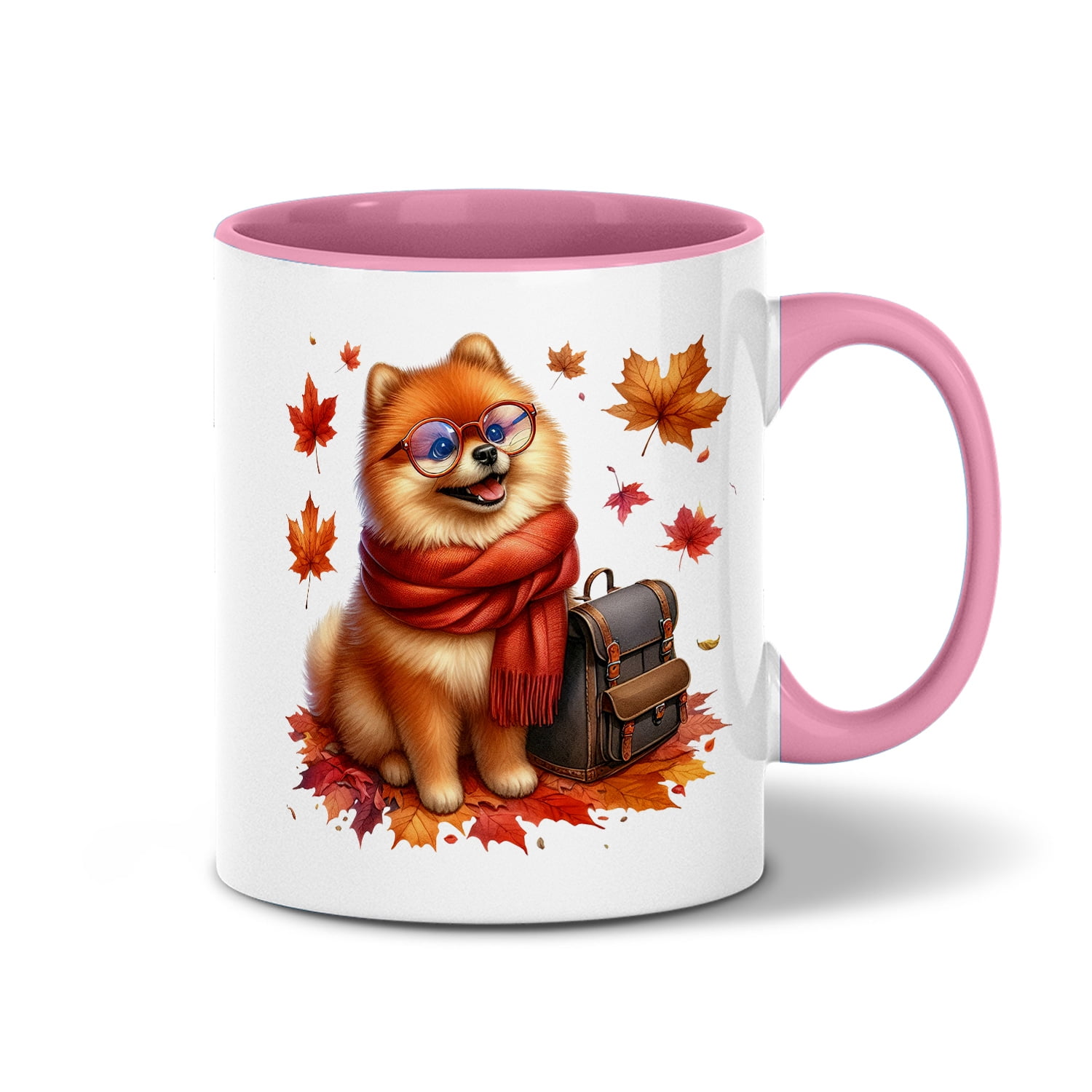 Welcome Fall Pomeranian Enjoys School Time Autumn Fall Leaves 11oz ...