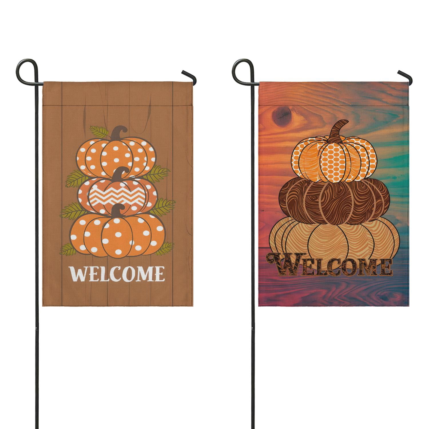 Welcome Fall Pumpkin Farmhouse Harvest Garden Flag Double Sided Yard ...