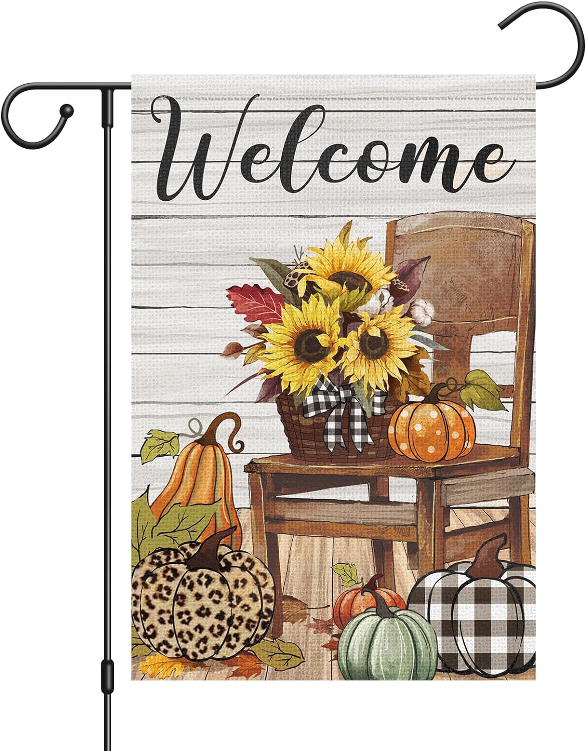 Welcome Fall Pumpkin Garden Flag Double Sided Small Vertical Autumn ...