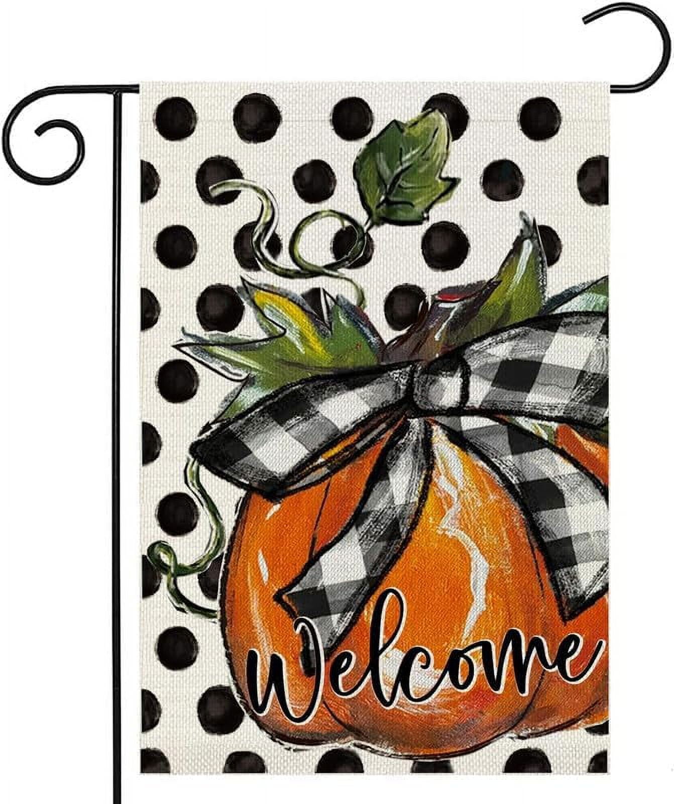Welcome Fall Pumpkin Garden Flag Vertical Double Sided UV Fade ...