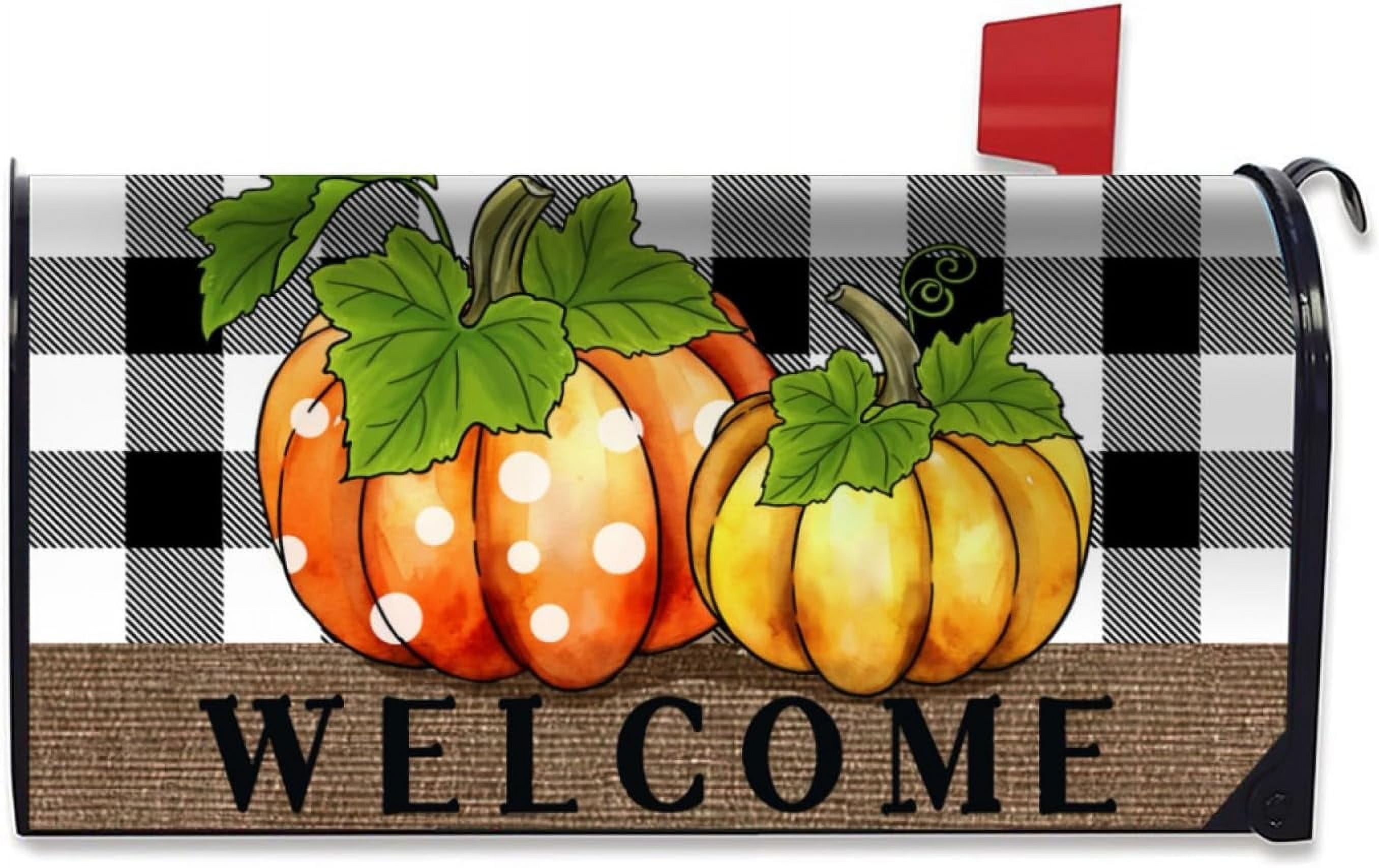 Welcome Fall Pumpkin Mailbox Covers Magnetic Standard Size 18" X 21 ...