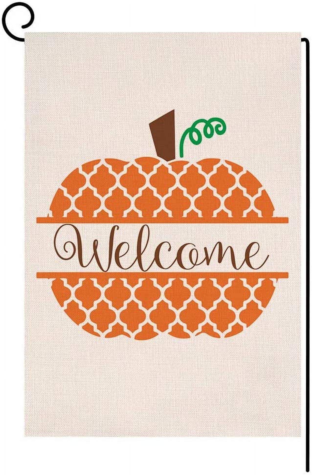 Welcome Fall Pumpkin Thanksgiving Small Garden Flag Vertical Double ...