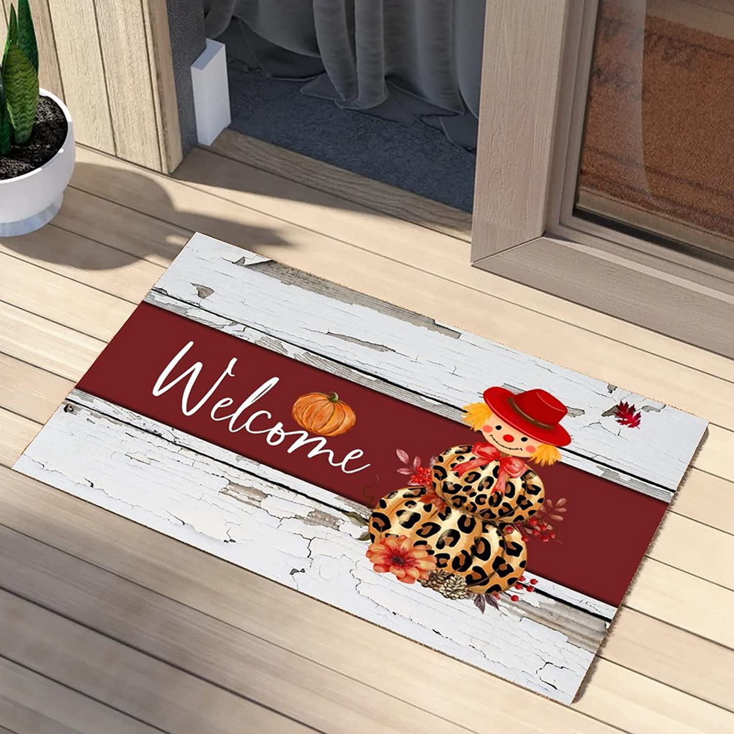 Welcome Fall Pumpkins Coconut Coir Welcome Mat Scarecrows Pumpkins ...