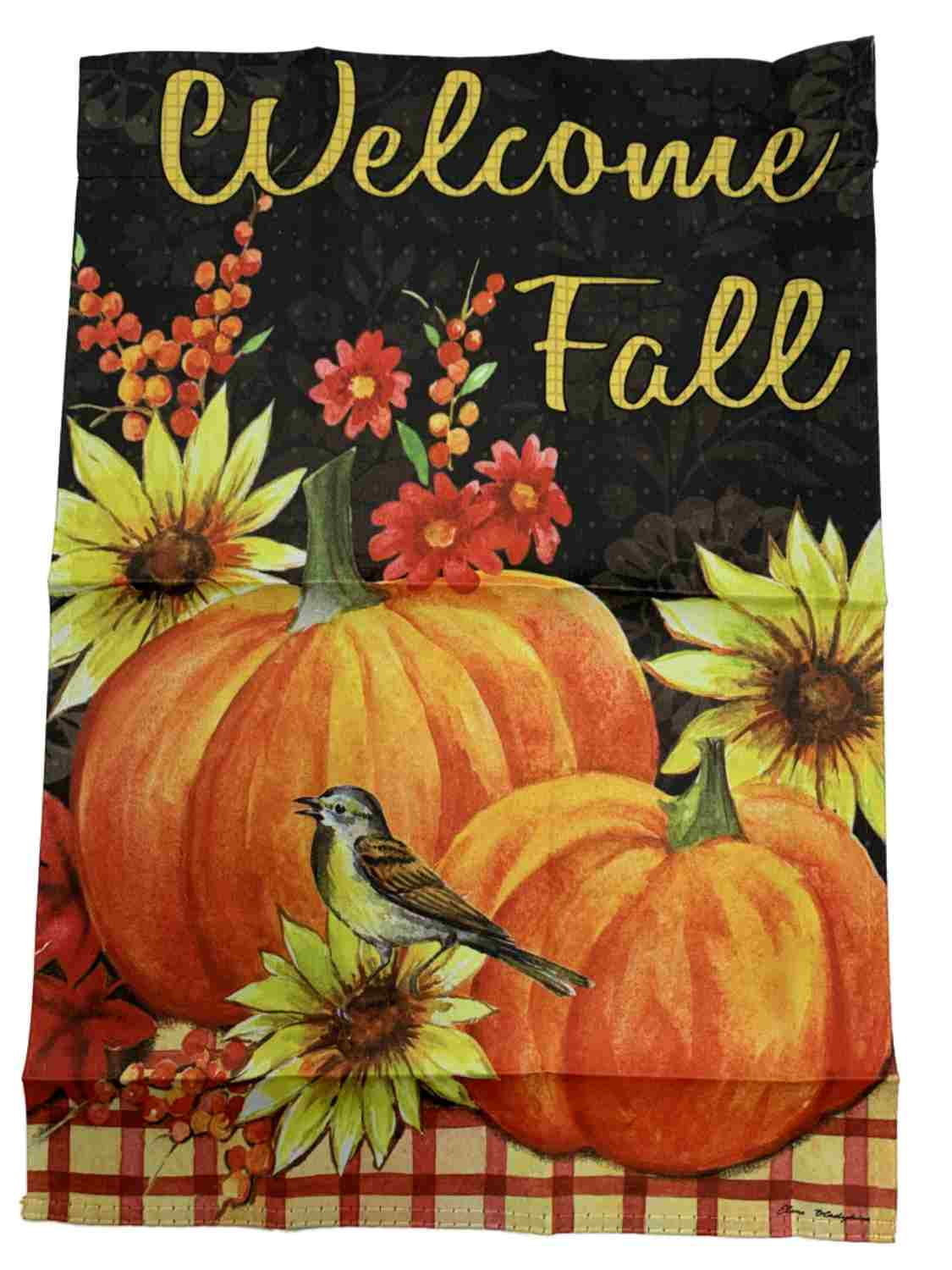Welcome Fall Pumpkins Thanksgiving Decorative Garden Suede Flag 18 x 12 ...