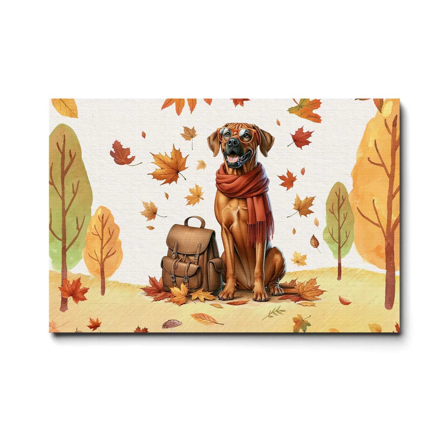 Welcome Fall Rhodesian Ridgeback Enjoys School Time Autumn Fall Leaves ...