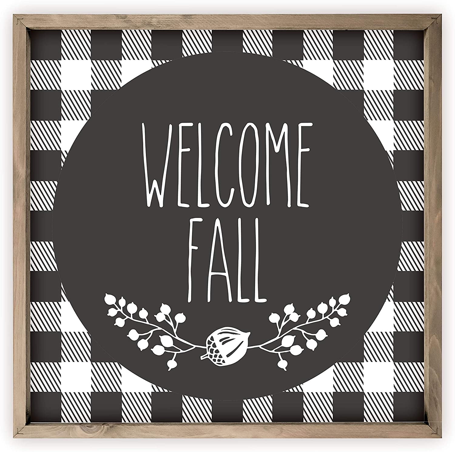 Welcome Fall Rustic Wood Sign 12x12 (Frame Included) - Walmart.com