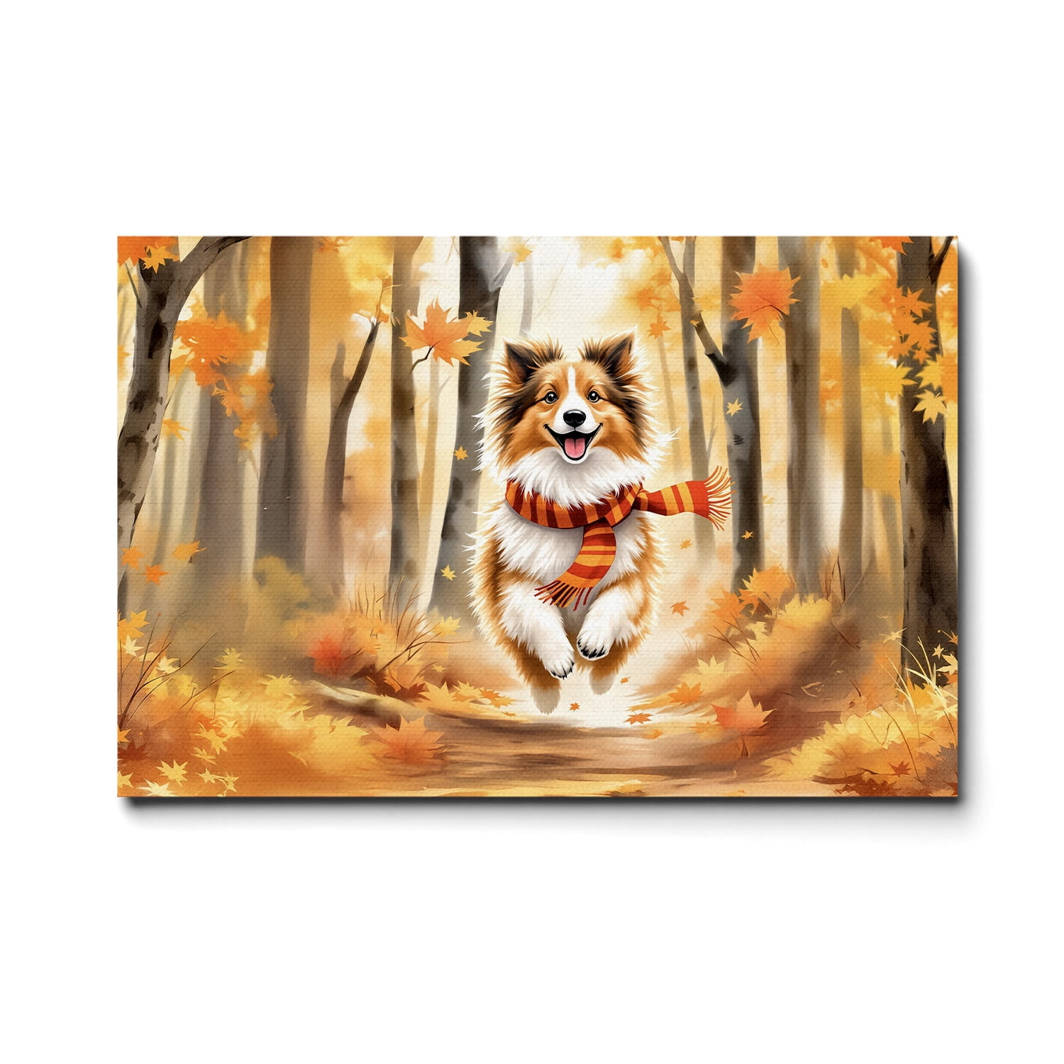Welcome Fall Shetland Sheepdog Strolling Through the Autumn Maple ...
