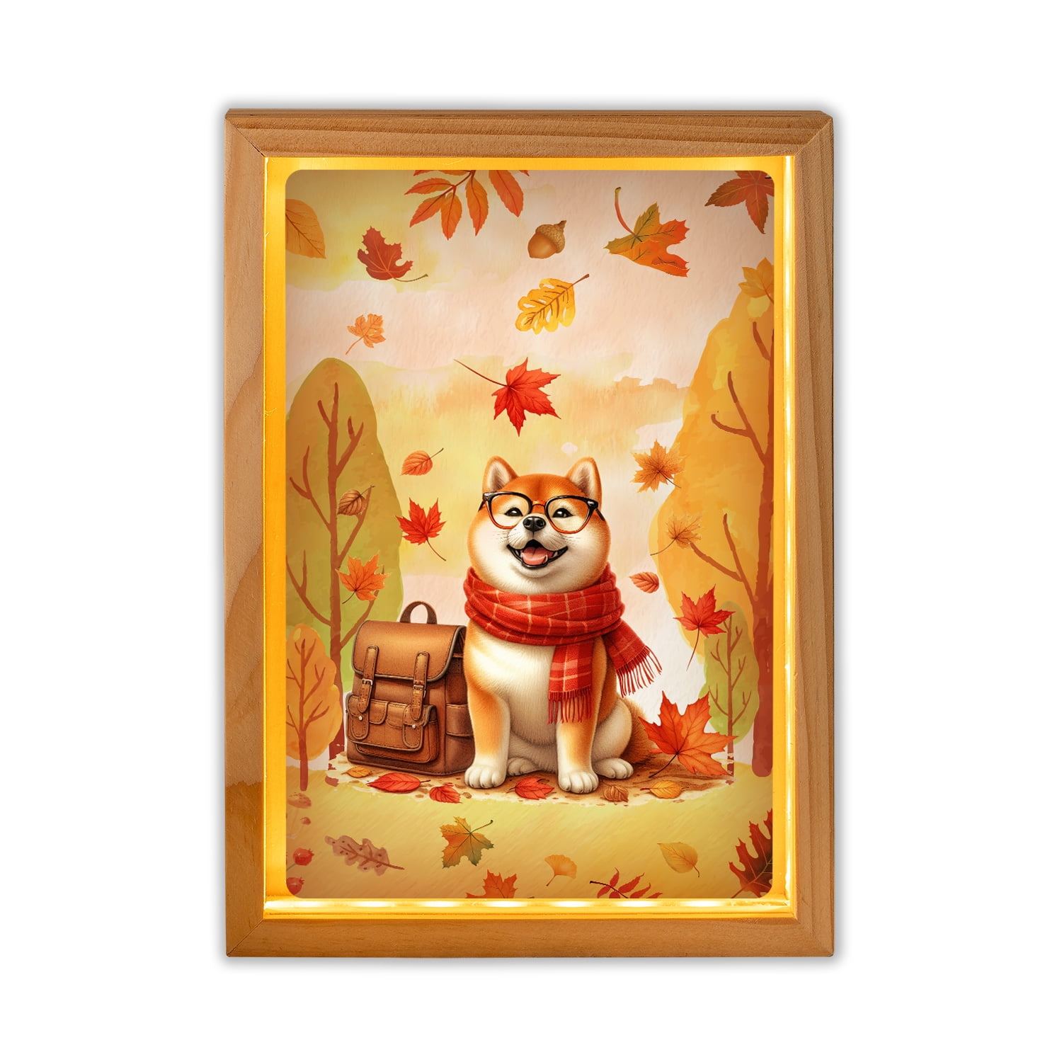 Welcome Fall Shiba Inu Enjoys School Time Autumn Fall Leaves Acrylic ...