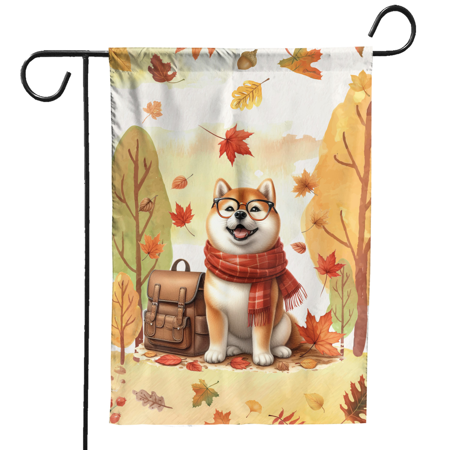 Welcome Fall Shiba Inu Enjoys School Time Autumn Fall Leaves Garden ...