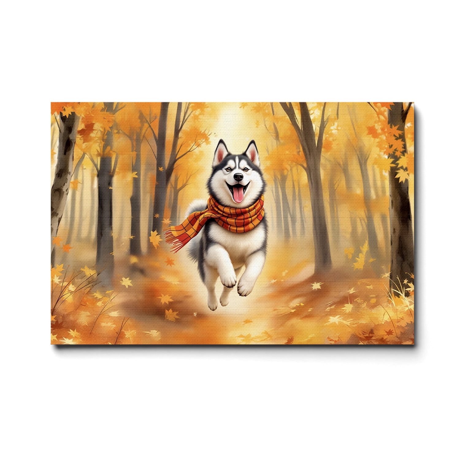 Welcome Fall Siberian Husky Strolling Through the Autumn Maple Forest ...