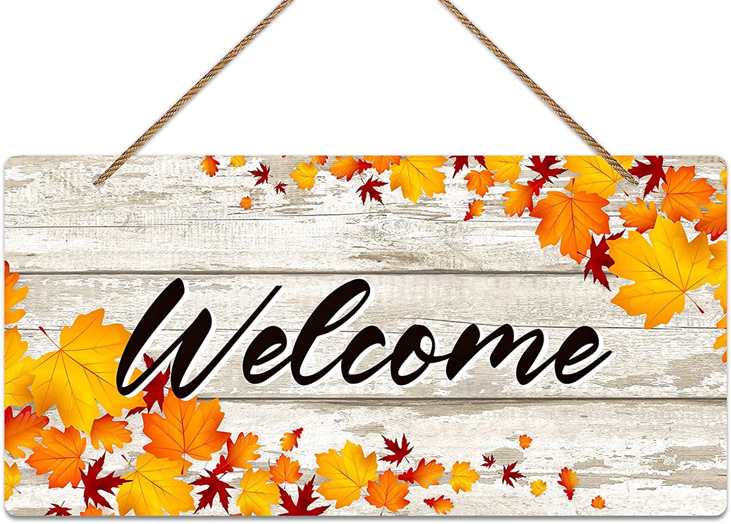 Welcome Fall Sign for Front Door,6"x12" Maple Leaves Farmhouse Welcome ...