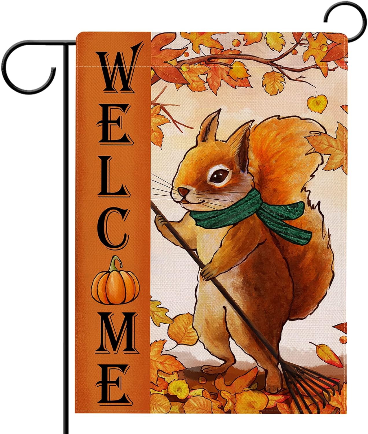 Welcome Fall Squirrel Garden Flag Double Sided, Autumn Maple Leaves ...