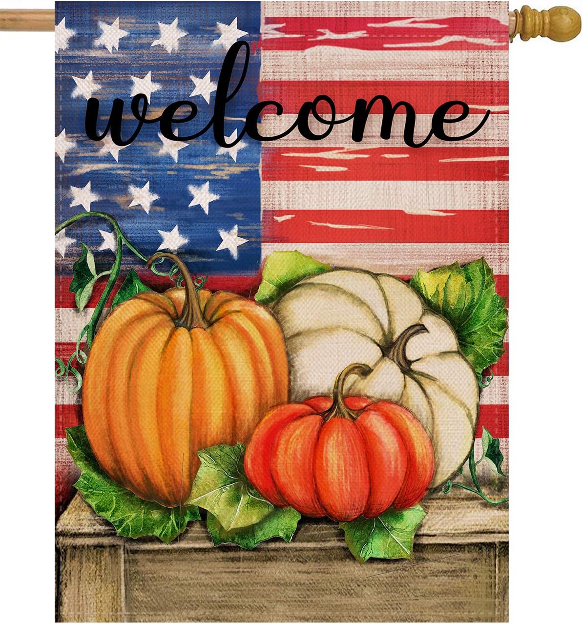 Welcome Fall Thanksgiving 28 x 40 House Flag Patriotic Double Sided ...