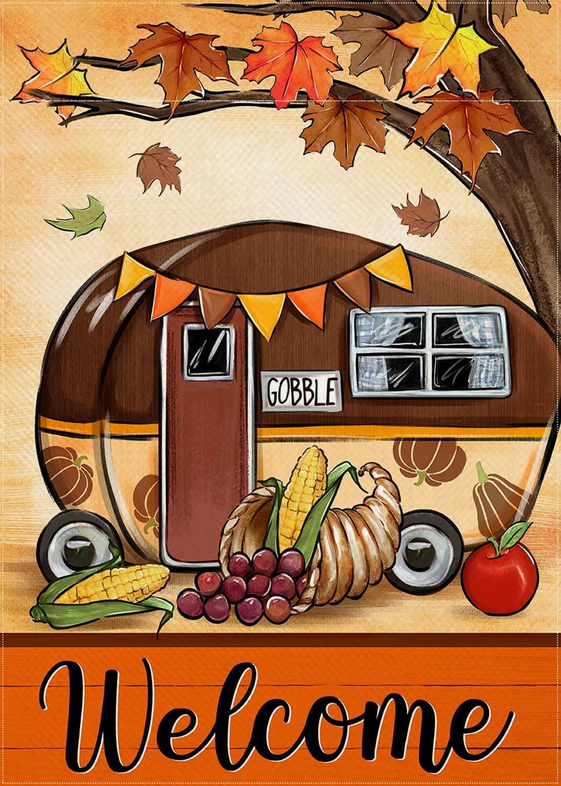 Welcome Fall Thanksgiving Camping Decorative Garden Flag, Autumn RV ...