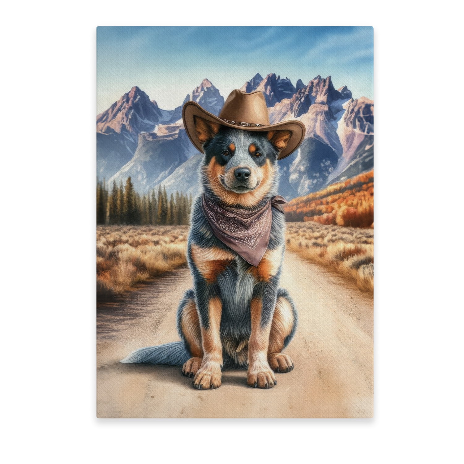 Welcome Fall Western Cowboy Australian Cattle Dog Enjoys Majestic ...
