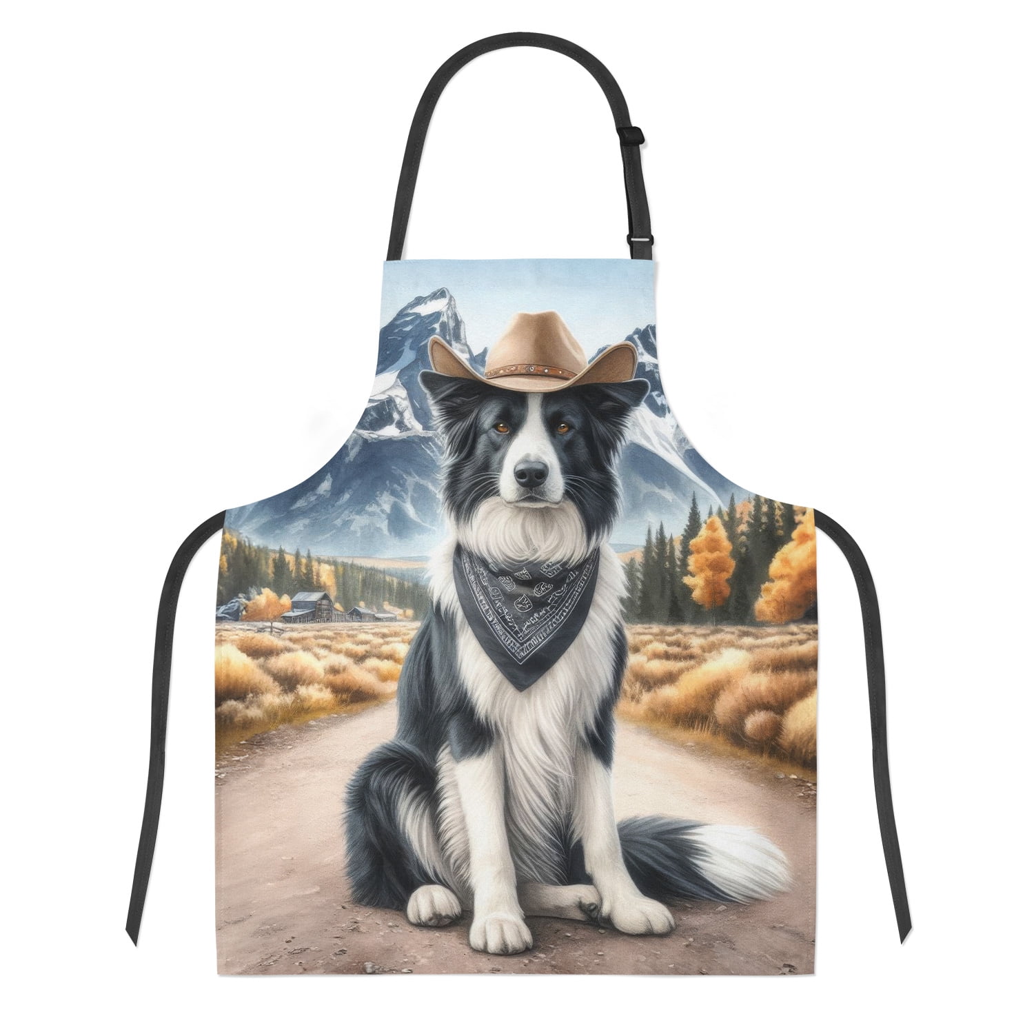 Welcome Fall Western Cowboy Border Collie Enjoys Majestic Autumn Apron ...
