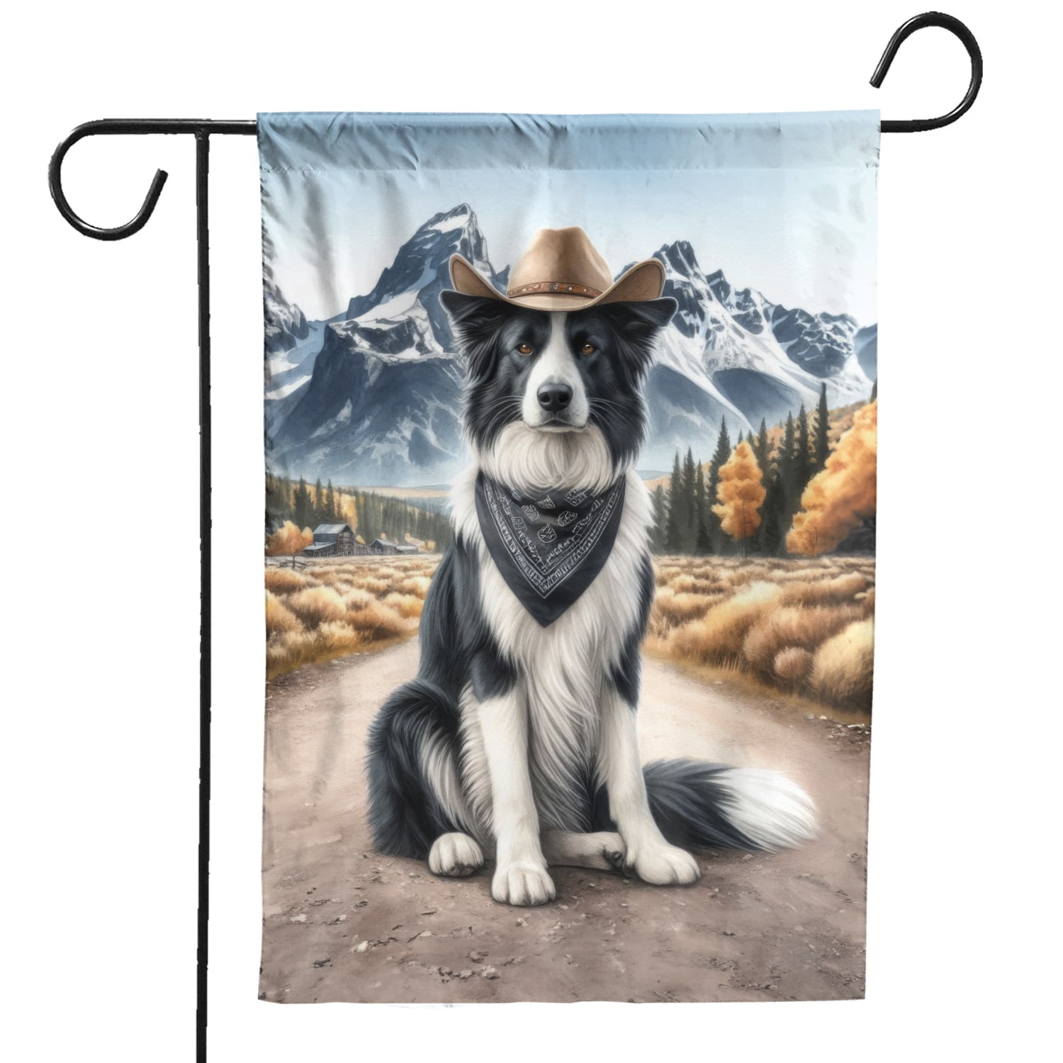 Welcome Fall Western Cowboy Border Collie Enjoys Majestic Autumn Garden ...