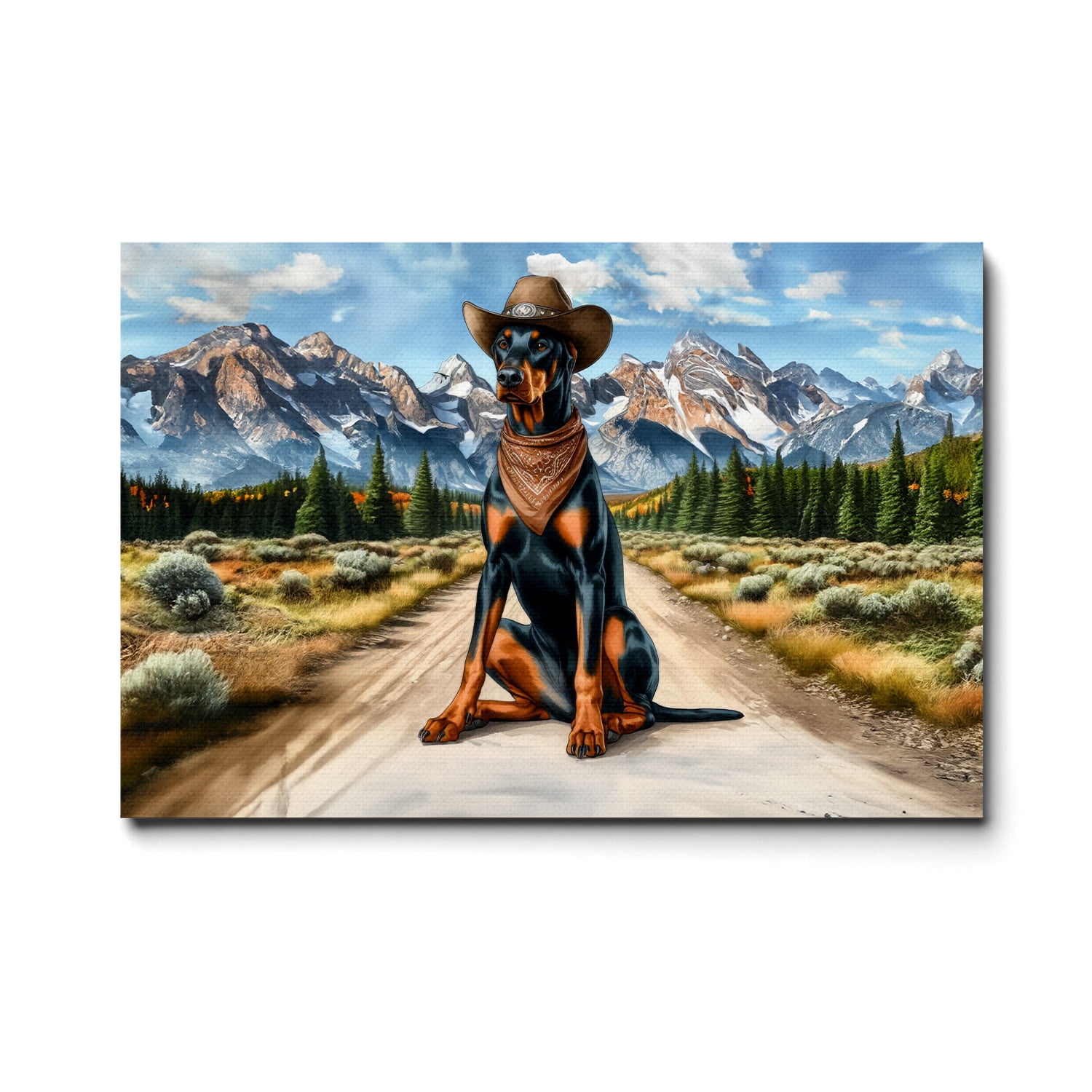 Welcome Fall Western Cowboy Doberman Pinscher Enjoys Majestic Autumn ...