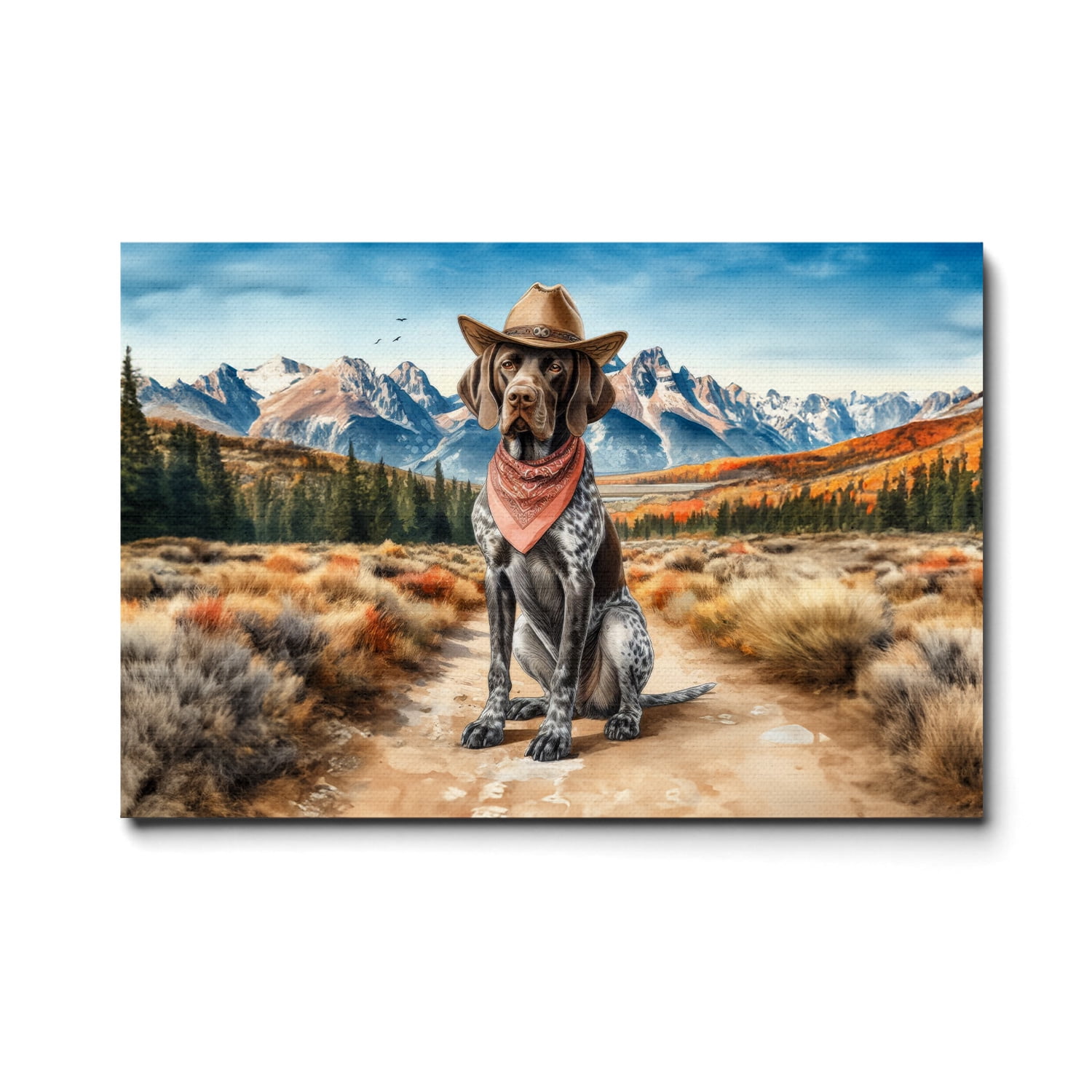Welcome Fall Western Cowboy German Shorthaired Pointer Enjoys Majestic ...