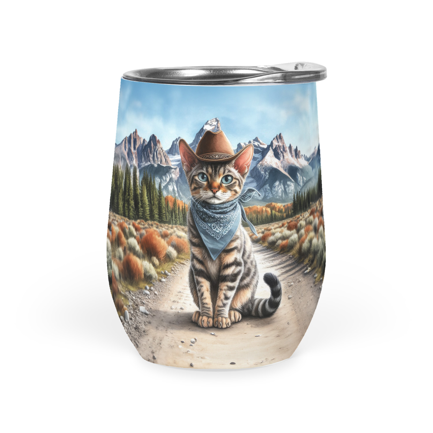 Welcome Fall Western Cowboy Manx Enjoys Majestic Autumn 12oz Stainless ...