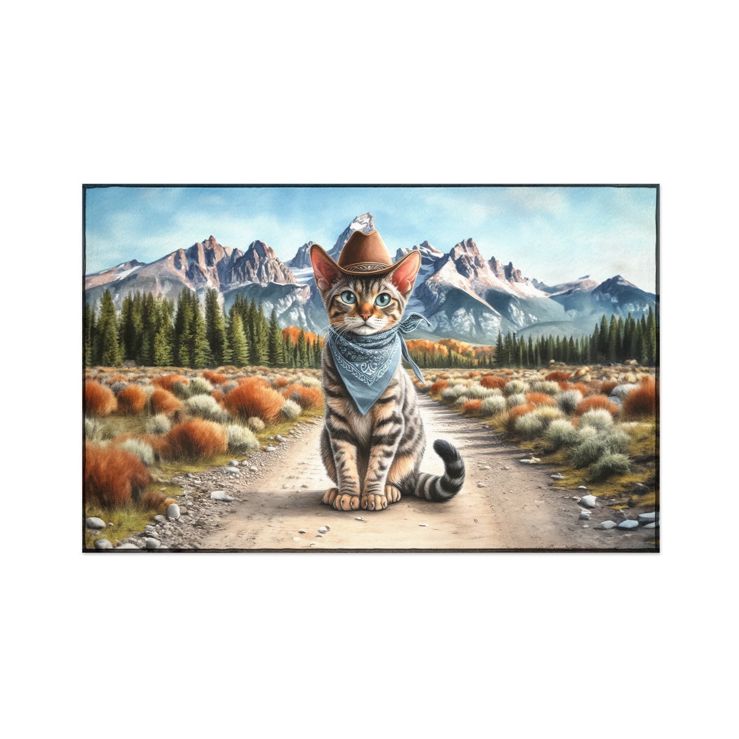 Welcome Fall Western Cowboy Manx Enjoys Majestic Autumn Indoor Rug Cat ...
