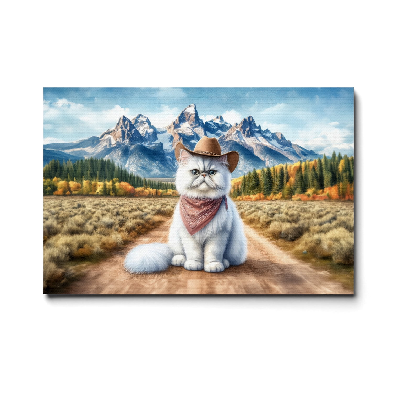 Welcome Fall Western Cowboy Persian Enjoys Majestic Autumn Horizontal ...
