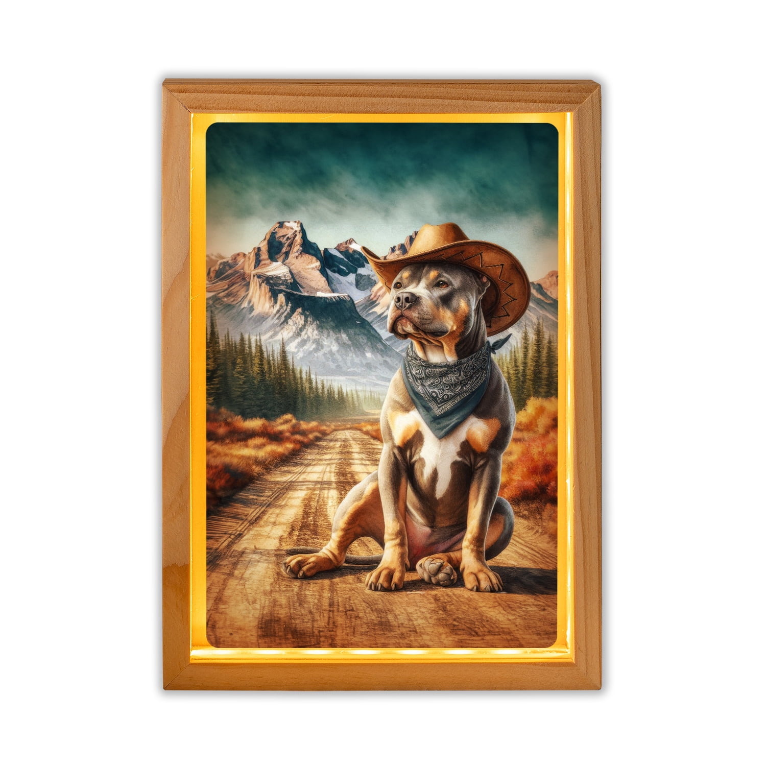 Welcome Fall Western Cowboy Pitbull Enjoys Majestic Autumn Acrylic ...