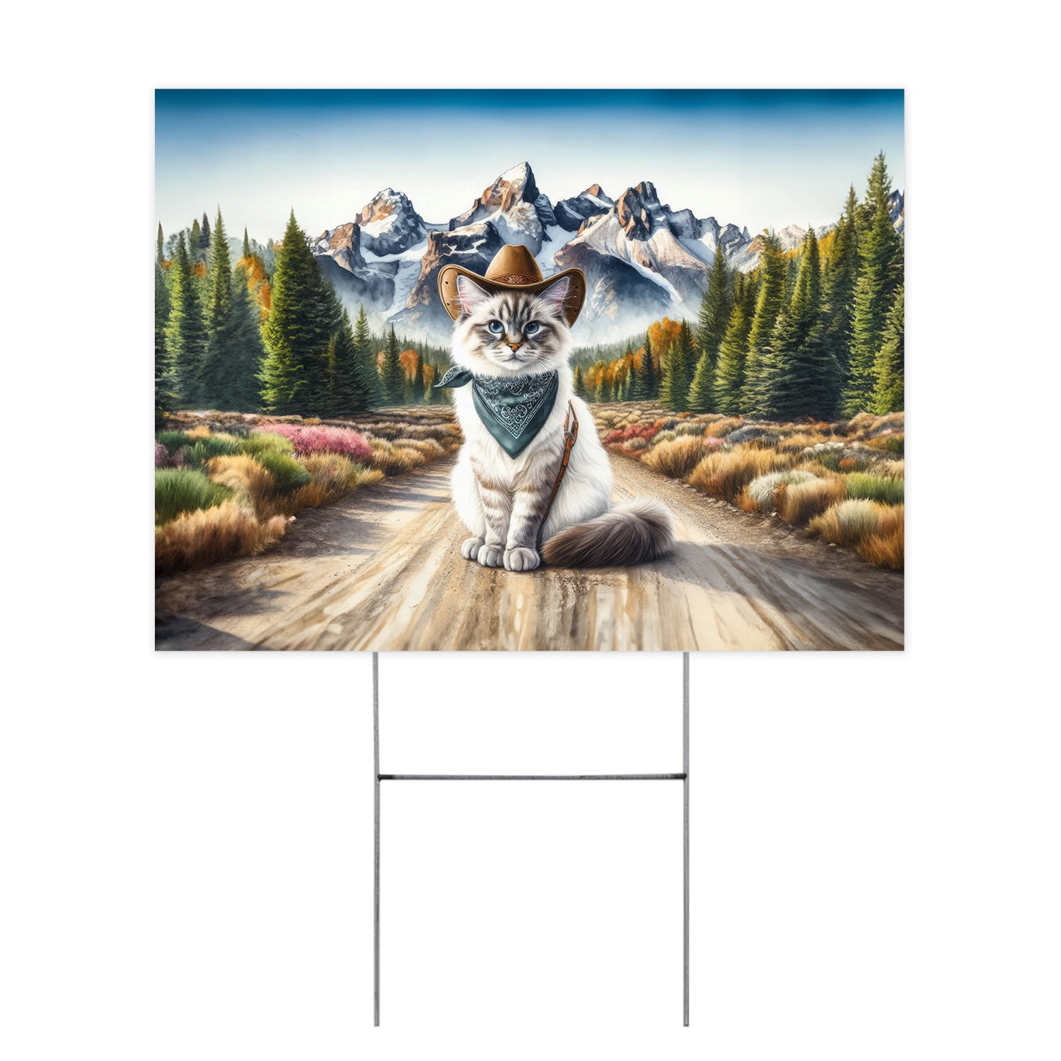 Welcome Fall Western Cowboy Ragdoll Enjoys Majestic Autumn Yard Sign ...