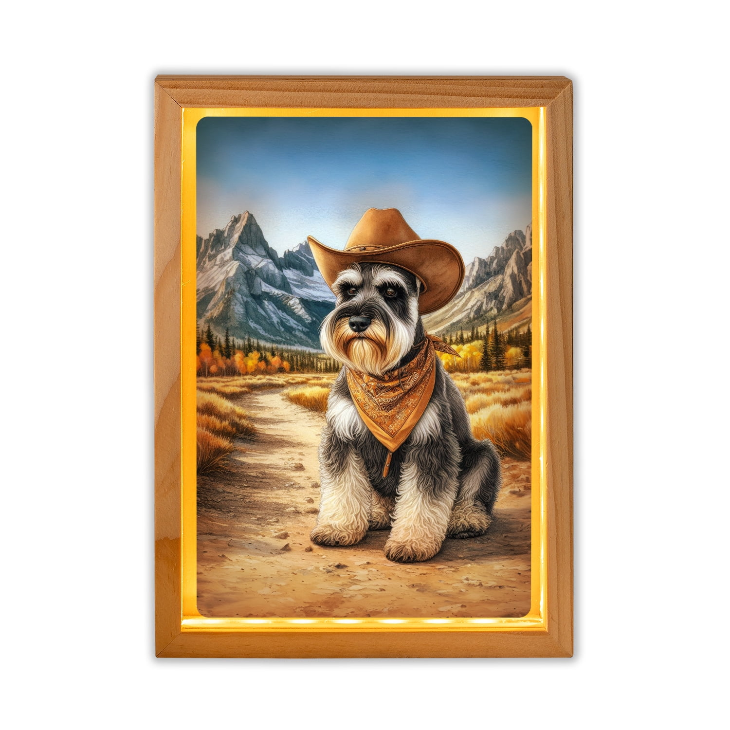 Welcome Fall Western Cowboy Schnauzer Enjoys Majestic Autumn Acrylic ...