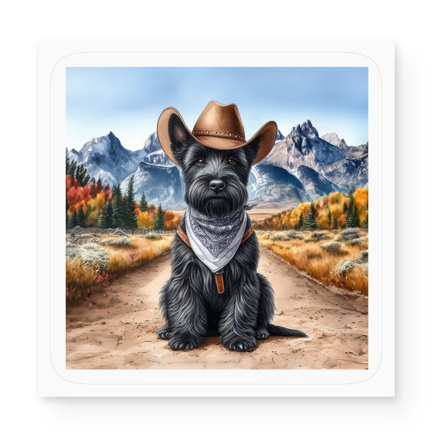 Welcome Fall Western Cowboy Scottish Terrier Enjoys Majestic Autumn ...
