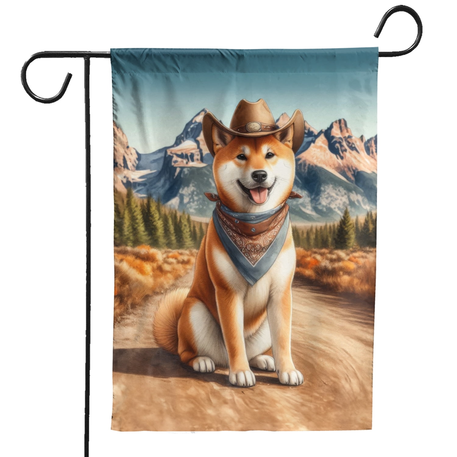 Welcome Fall Western Cowboy Shiba Inu Enjoys Majestic Autumn Garden ...