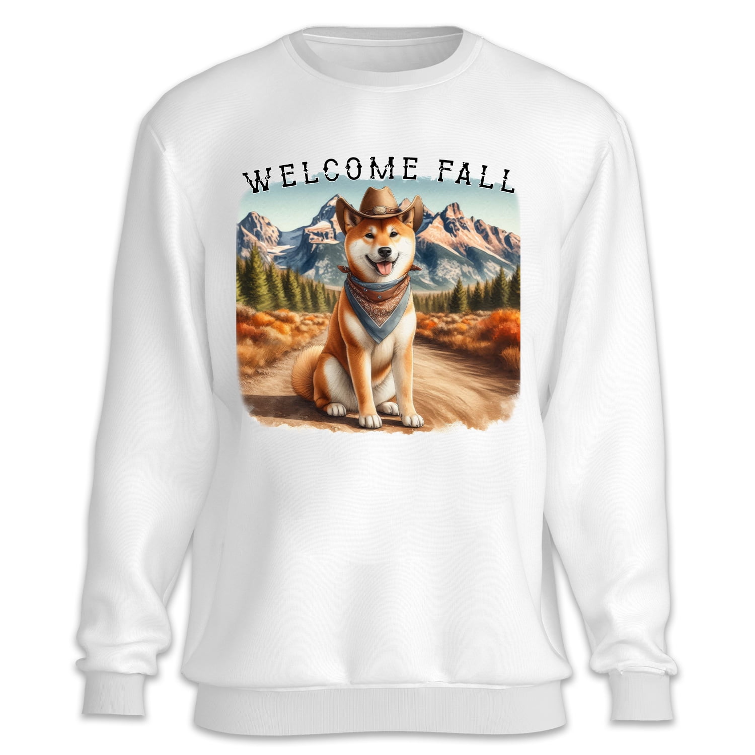 Welcome Fall Western Cowboy Shiba Inu Enjoys Majestic Autumn Sweatshirt ...