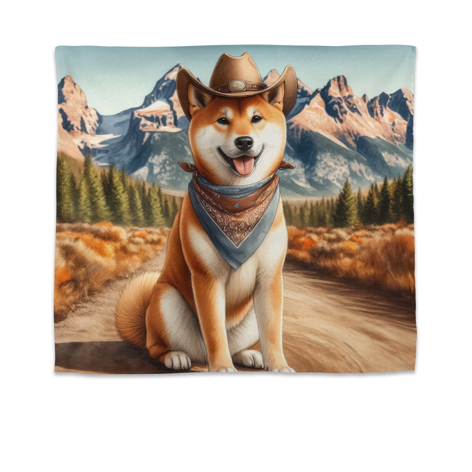 Welcome Fall Western Cowboy Shiba Inu Enjoys Majestic Autumn Tapestry ...