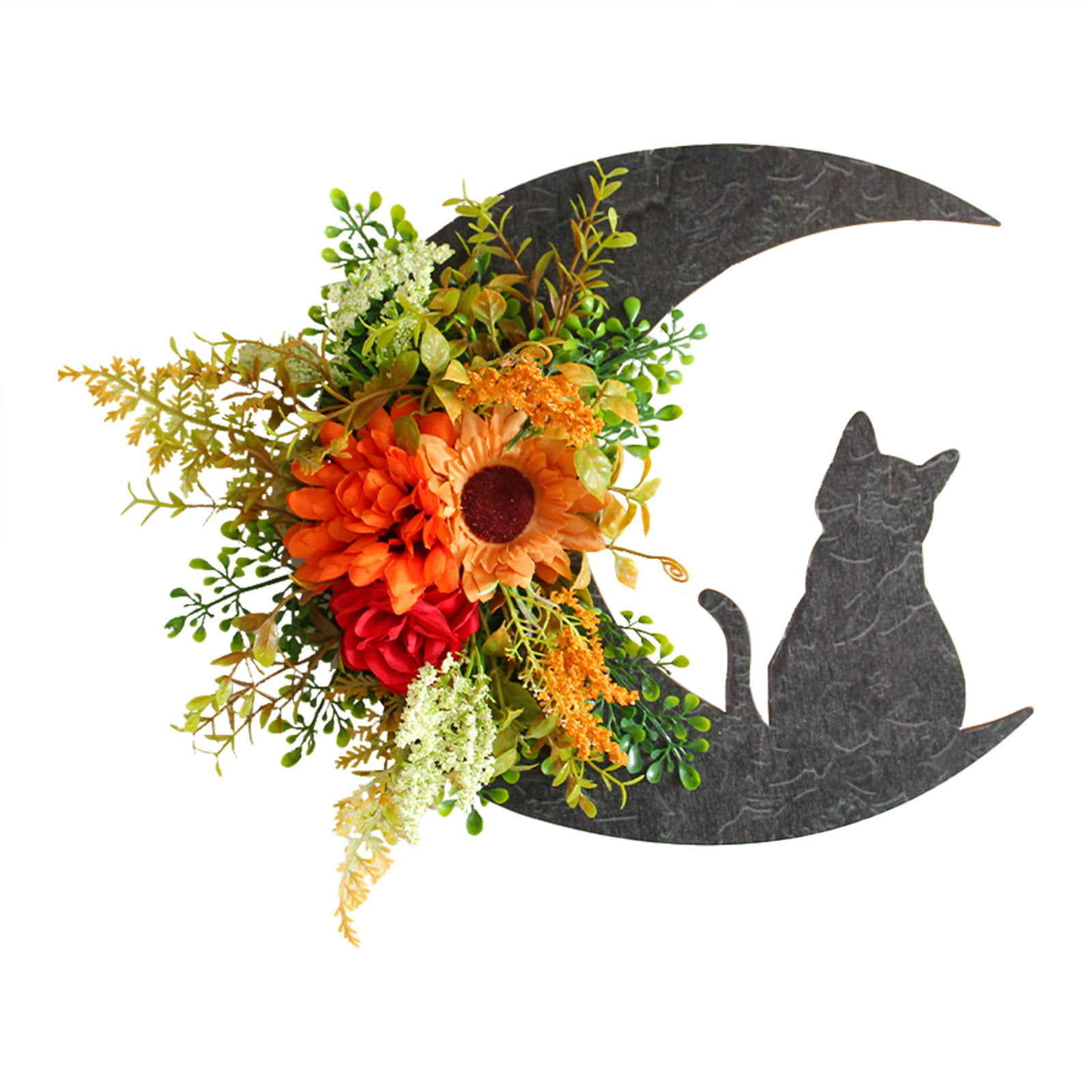 Welcome Fall Wreath Moon Wreaths For Front Door Moon Wreath With Cat ...