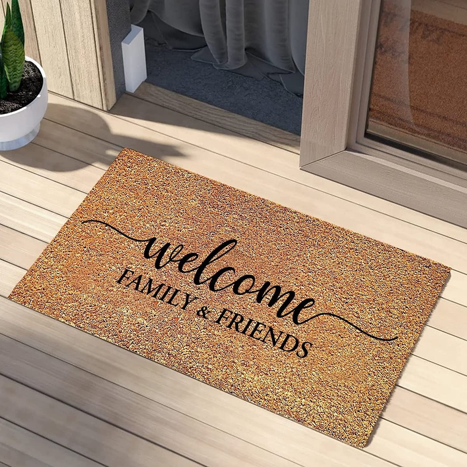 Welcome Family & Friends Entry Mat Rectangular Resist Dirt 16x24 Inch ...