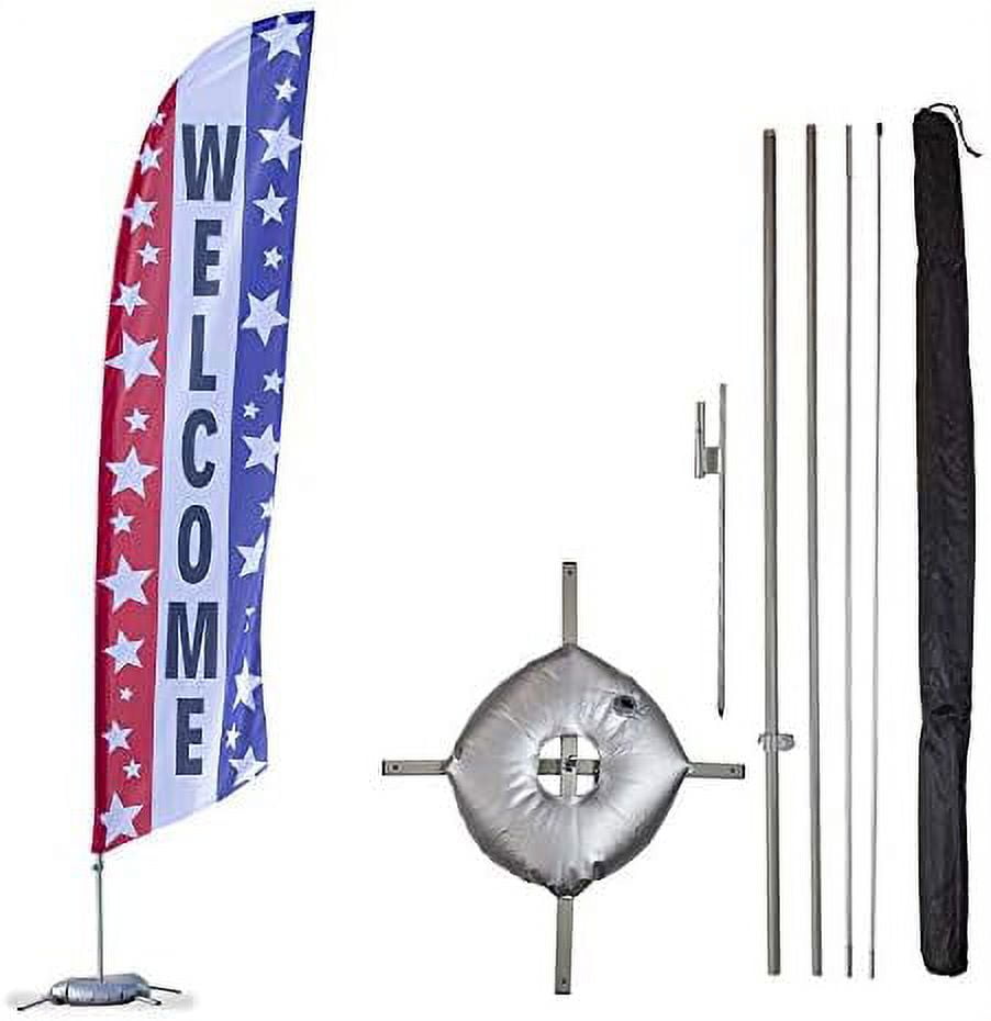 Welcome Feather Flag Kit – 13.5Ft Patriotic Flag With Pole Set, Ground ...