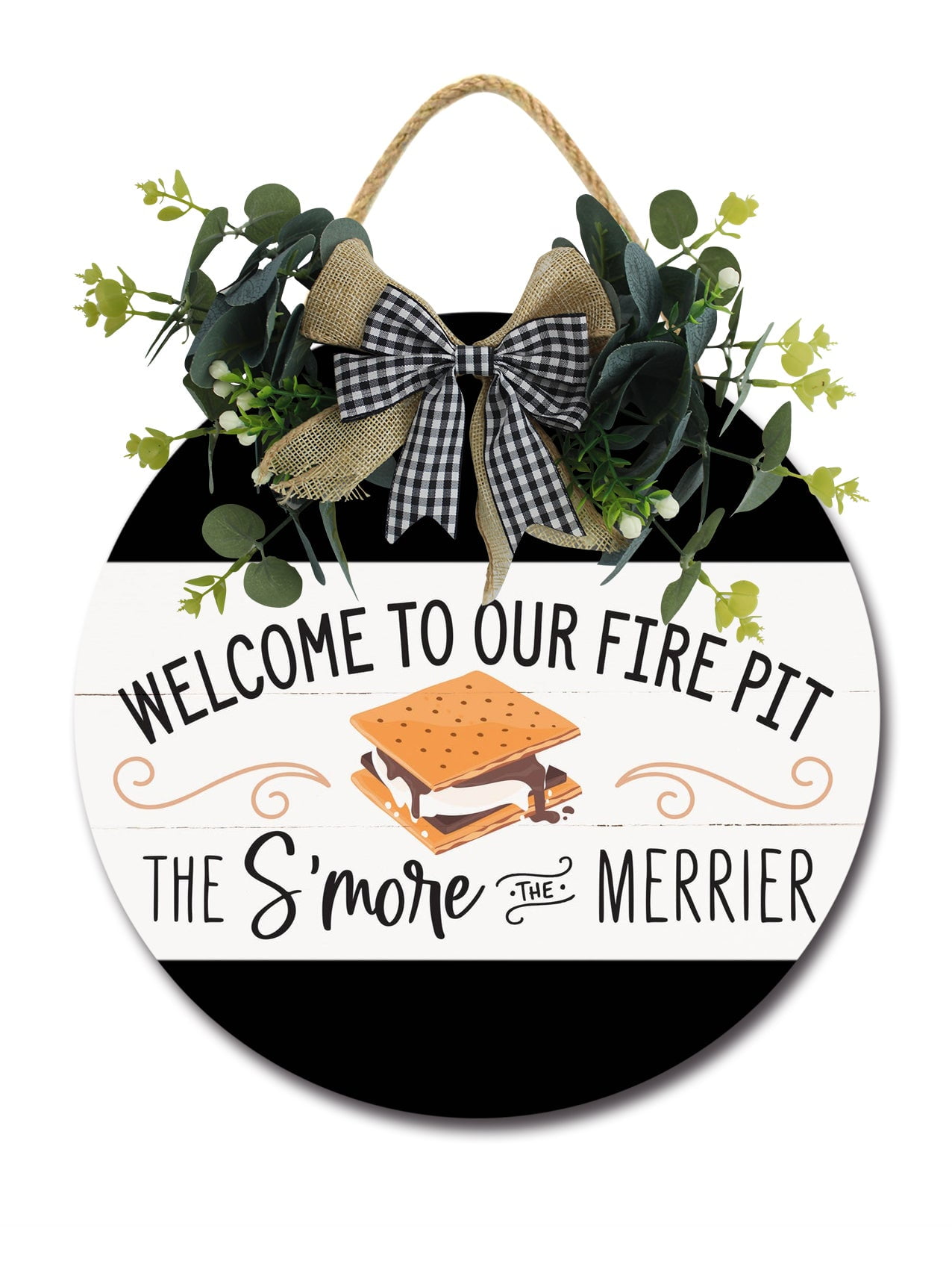 Welcome To Our Fire Pit Front Door Sign Funny Wreaths Hanging Wooden ...
